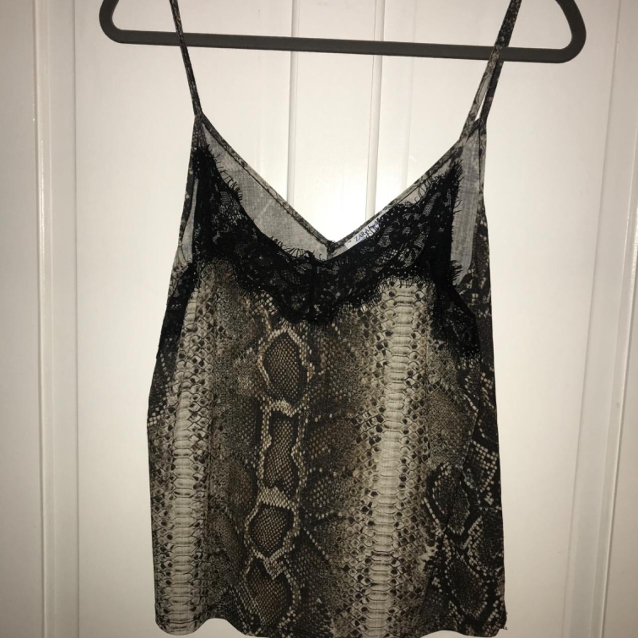 Zara snake print with lace cami top in immaculate... - Depop