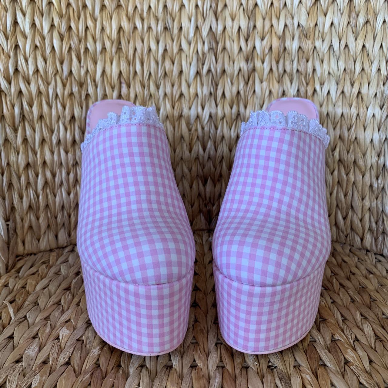 Dolls Kill Women's Pink and White Mules | Depop
