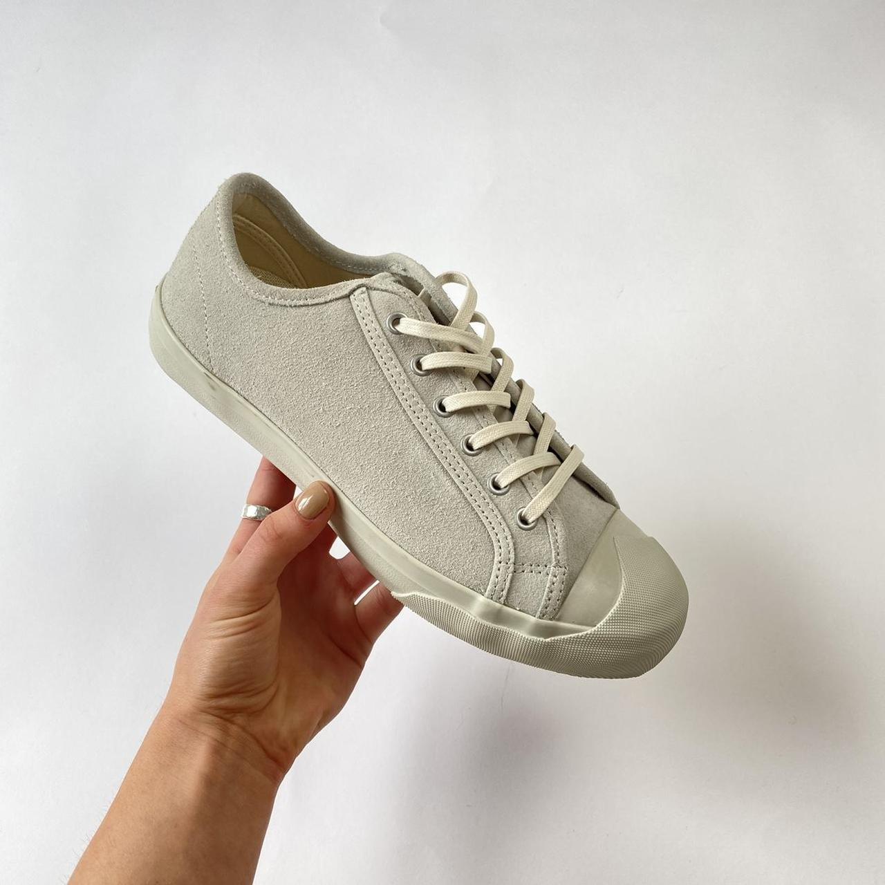 YMC wing tip Trainers Lace up plimsoll in pale... - Depop