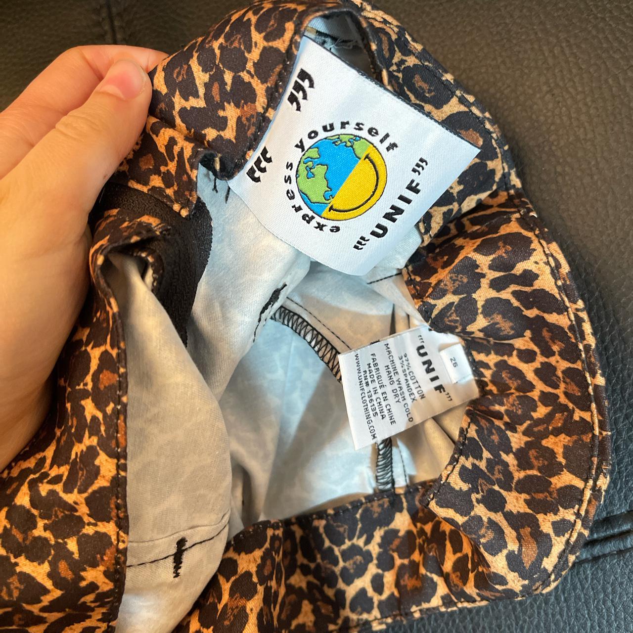 UNIF Debbie Pants Leopard Print Flared Low Waisted... - Depop