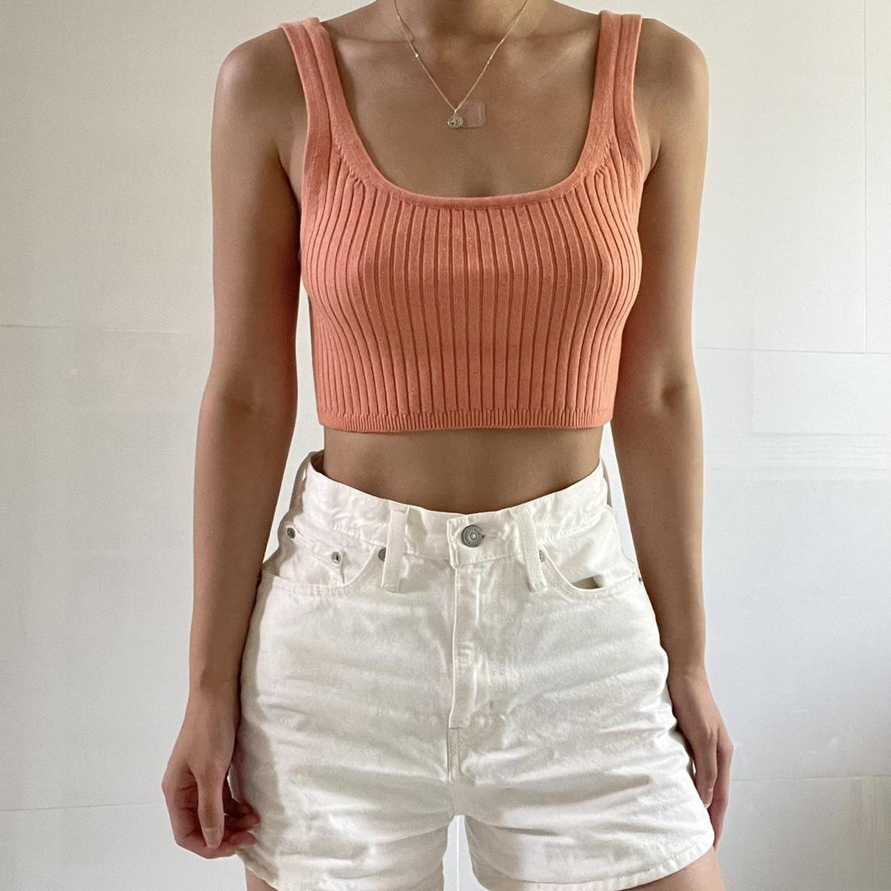 Aritzia orange ribbed tank - Depop