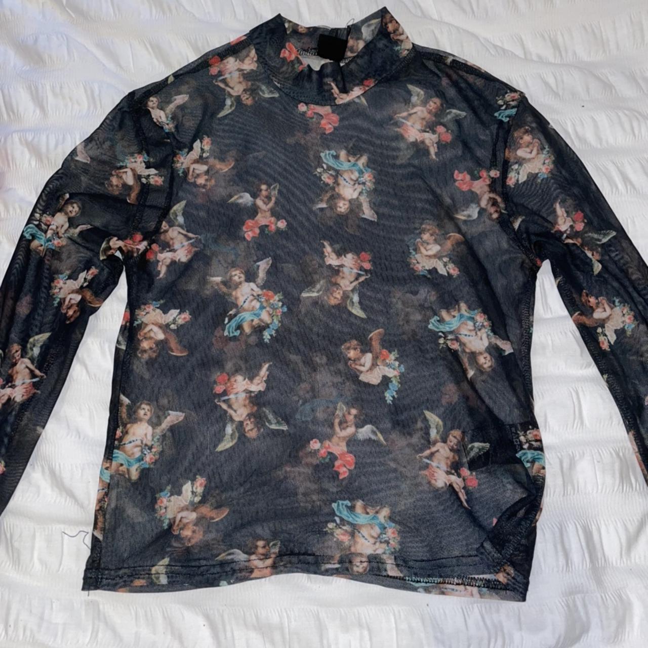 Gorgeous mesh angel print top from urban outfitters,... - Depop