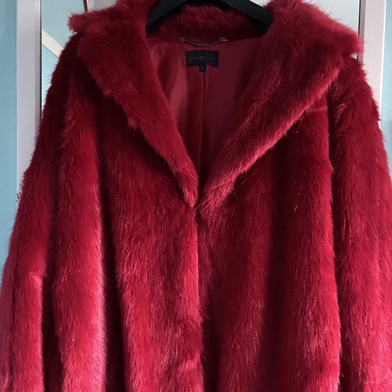 Stunning bright red faux fur coat! I seem to have... - Depop