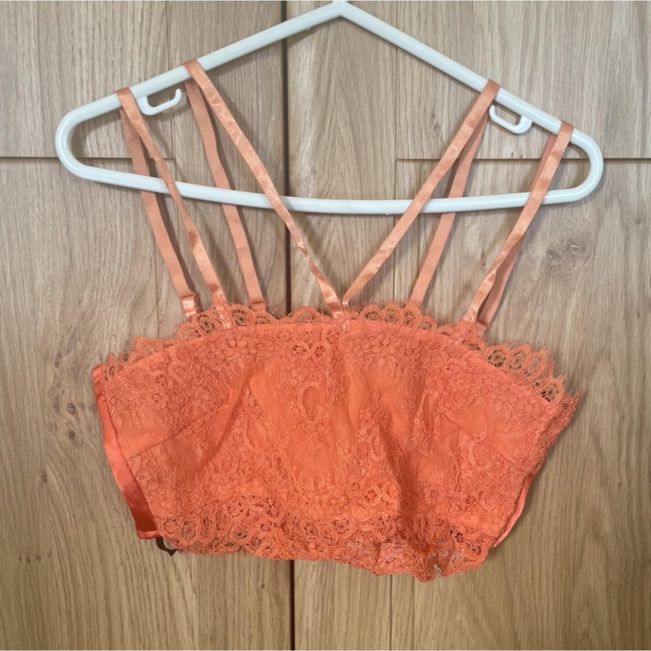Missguided orange lace bralet with zip detail 🍊 Size... - Depop