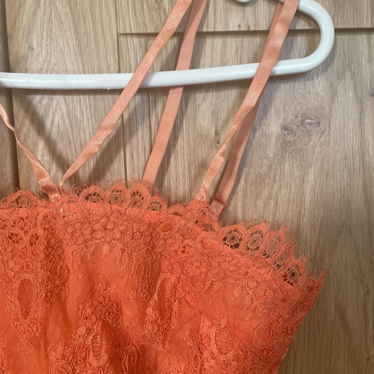 Missguided Orange Lace Bralet With Zip Detail 馃崐 Size Depop