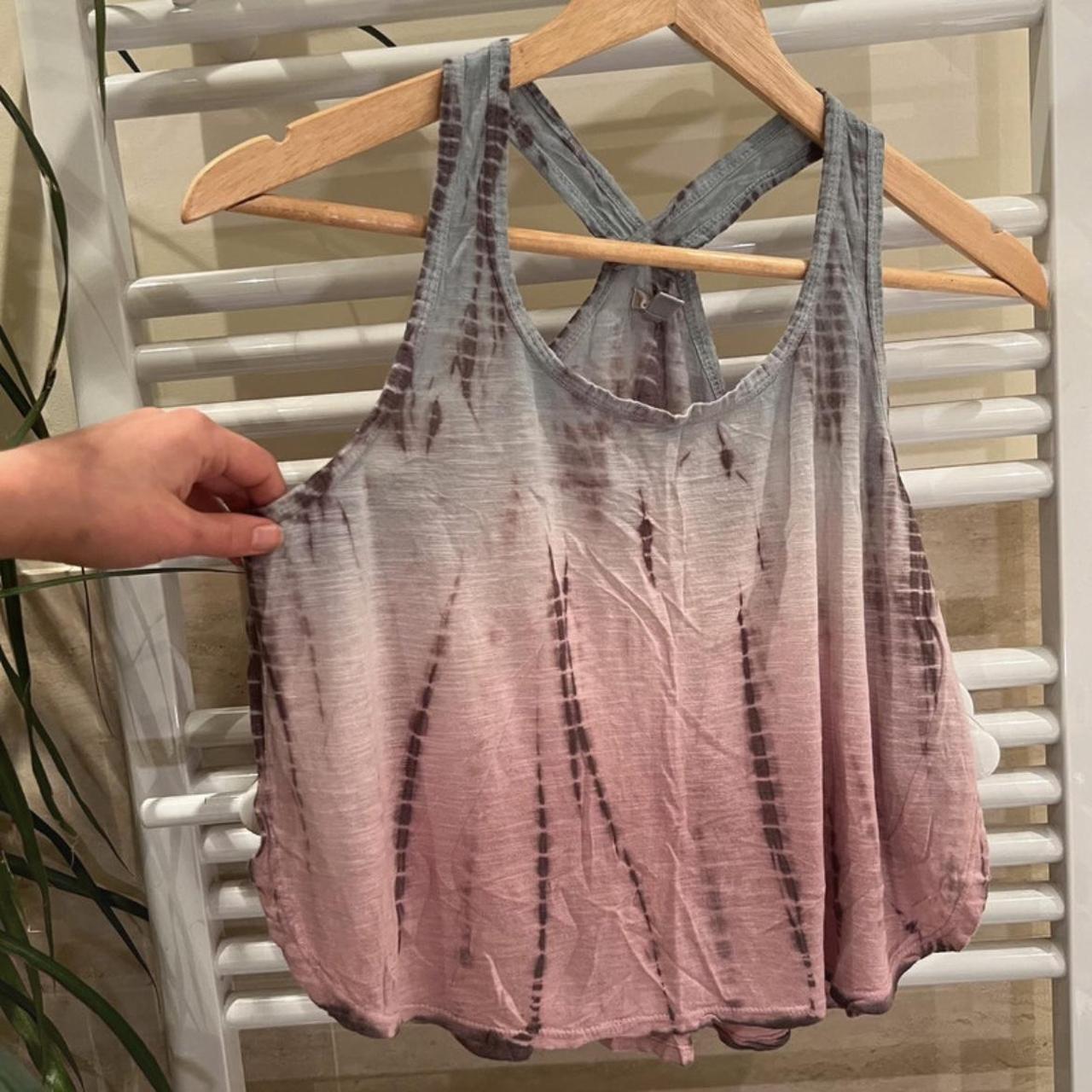 Ecote Pink and Blue Tie Die Vest Top - Tie die vest... - Depop