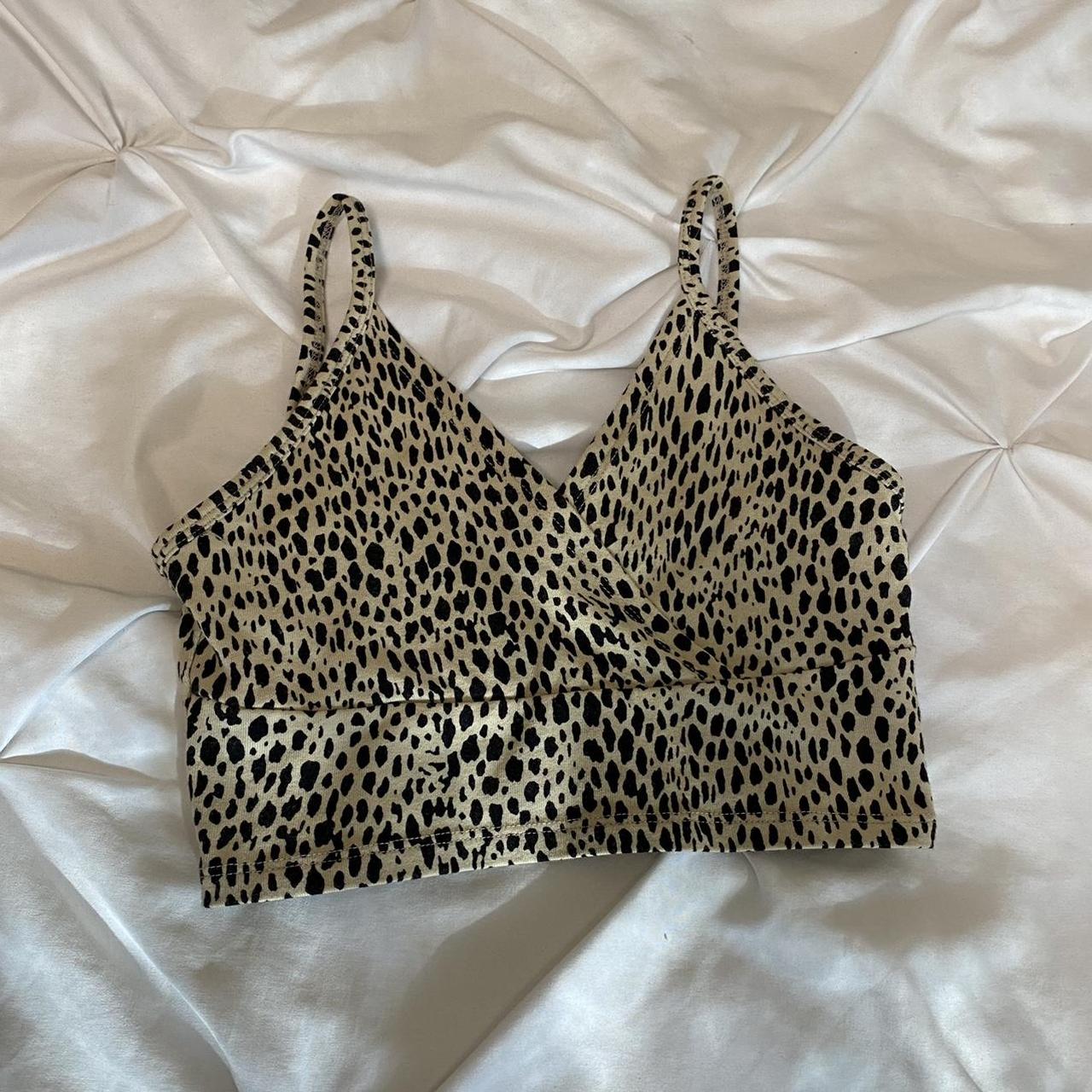 brandy melville cheetah print cross over tank... - Depop