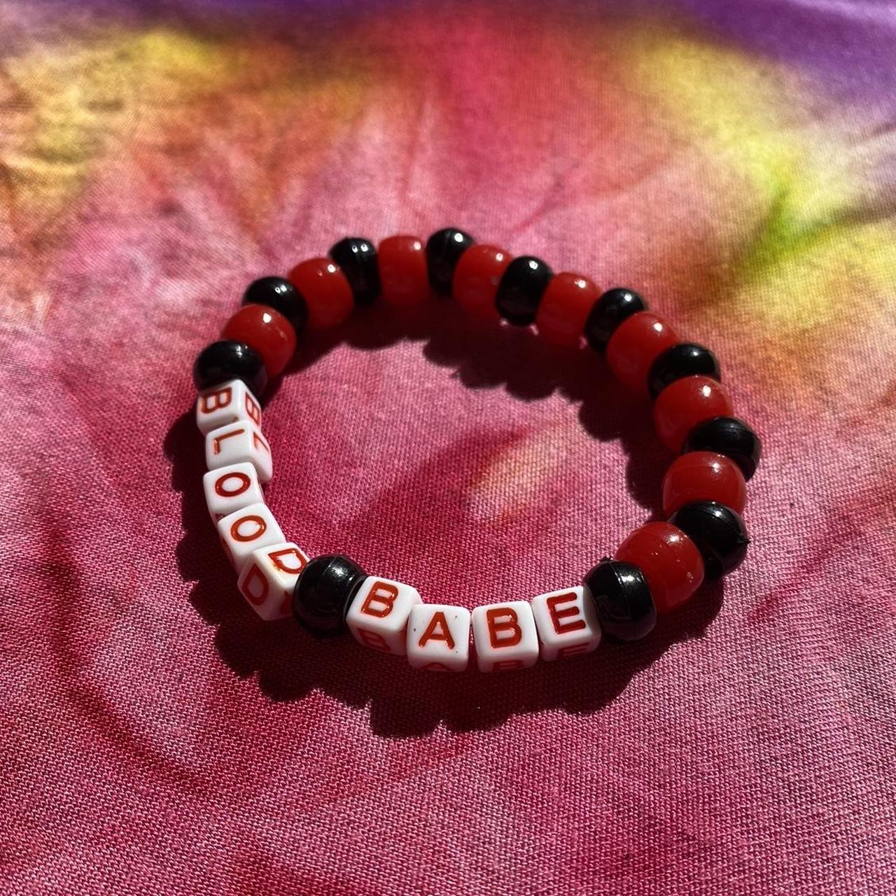 BLOOD BABE black and red handmade kandi bracelet for... - Depop