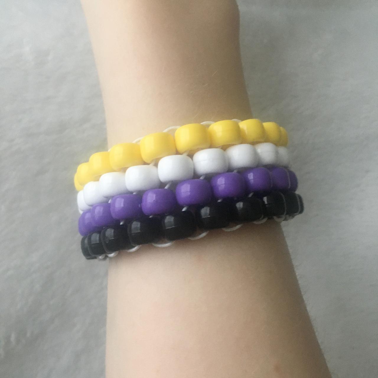 non-binary pride flag peyote stitch kandi cuff!... - Depop
