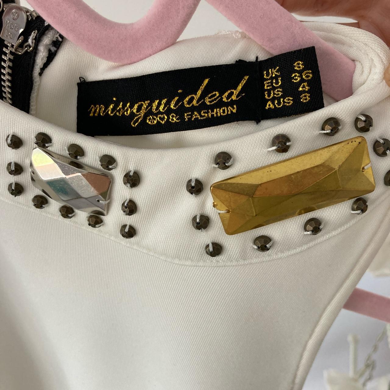 Missguided white high neck mini dress with jewel... | Depop