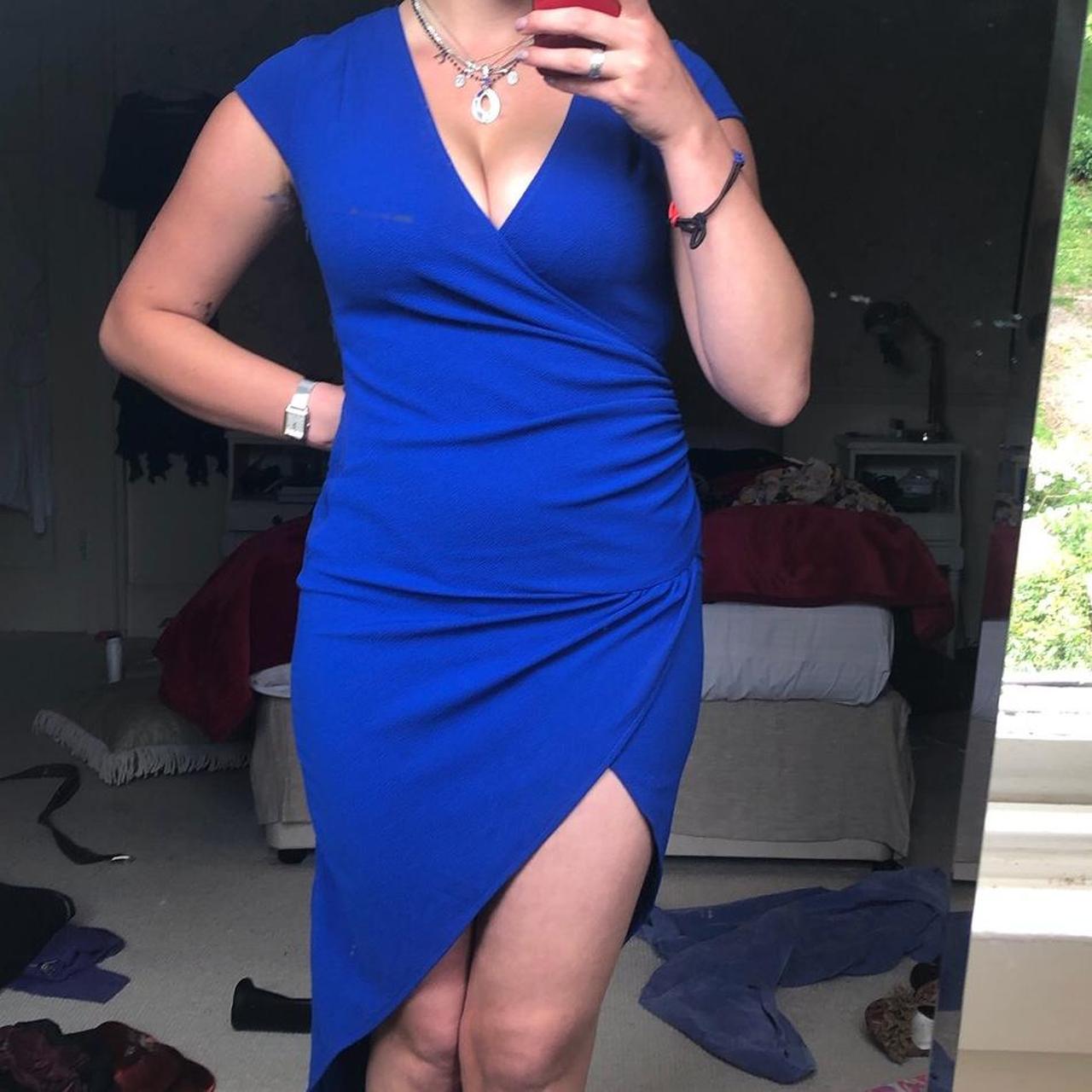 Shown on a 10 wld fit 8 best Bright blue slit dress... - Depop