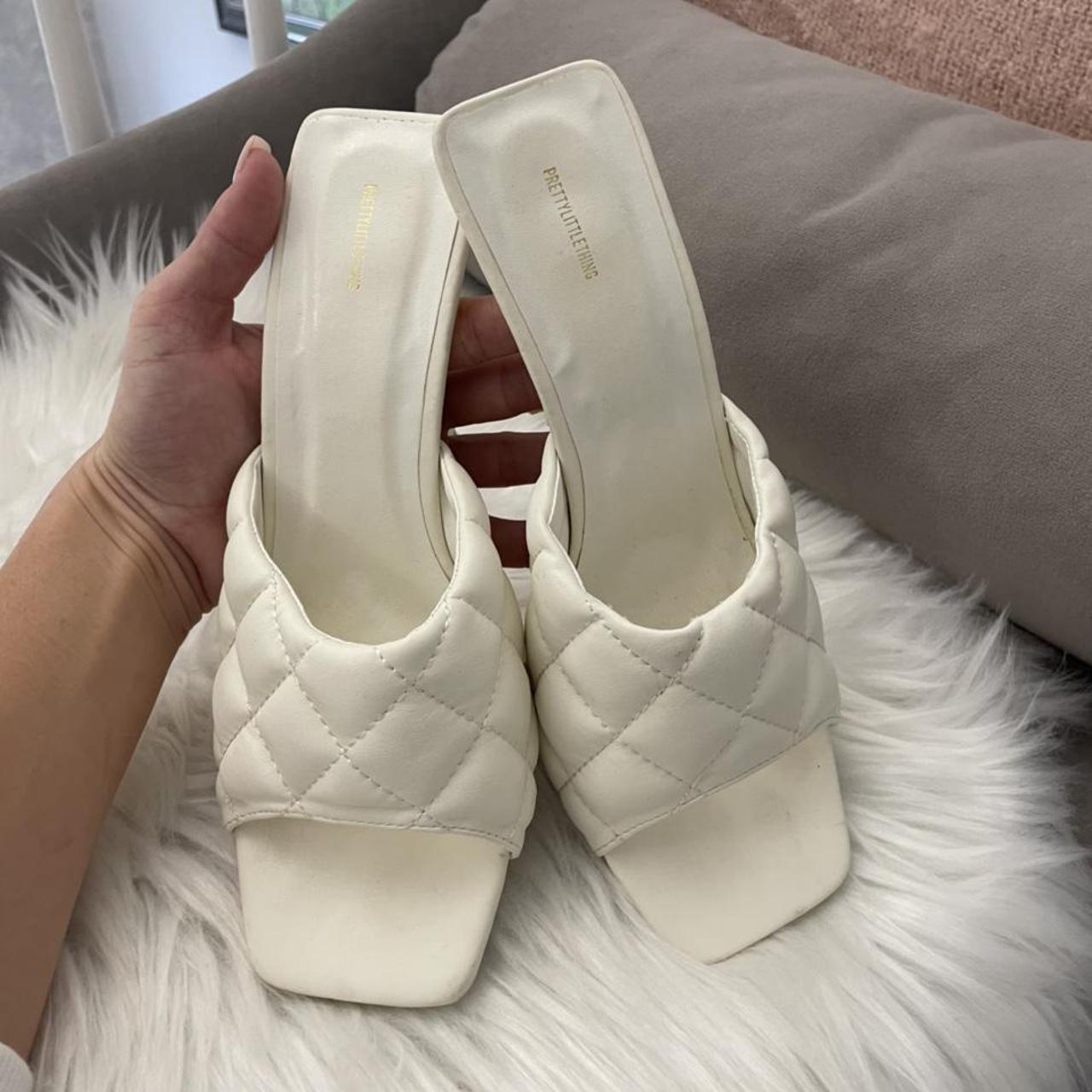 PLT white quilted mule heels🤍 almost perfect... - Depop