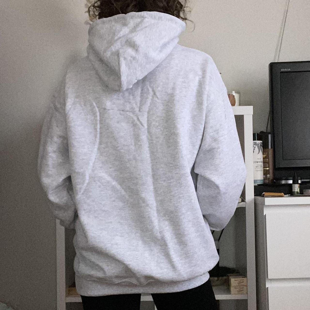 Light Grey Gildan Heavy Cotton Hoodie Size M Only 4... - Depop