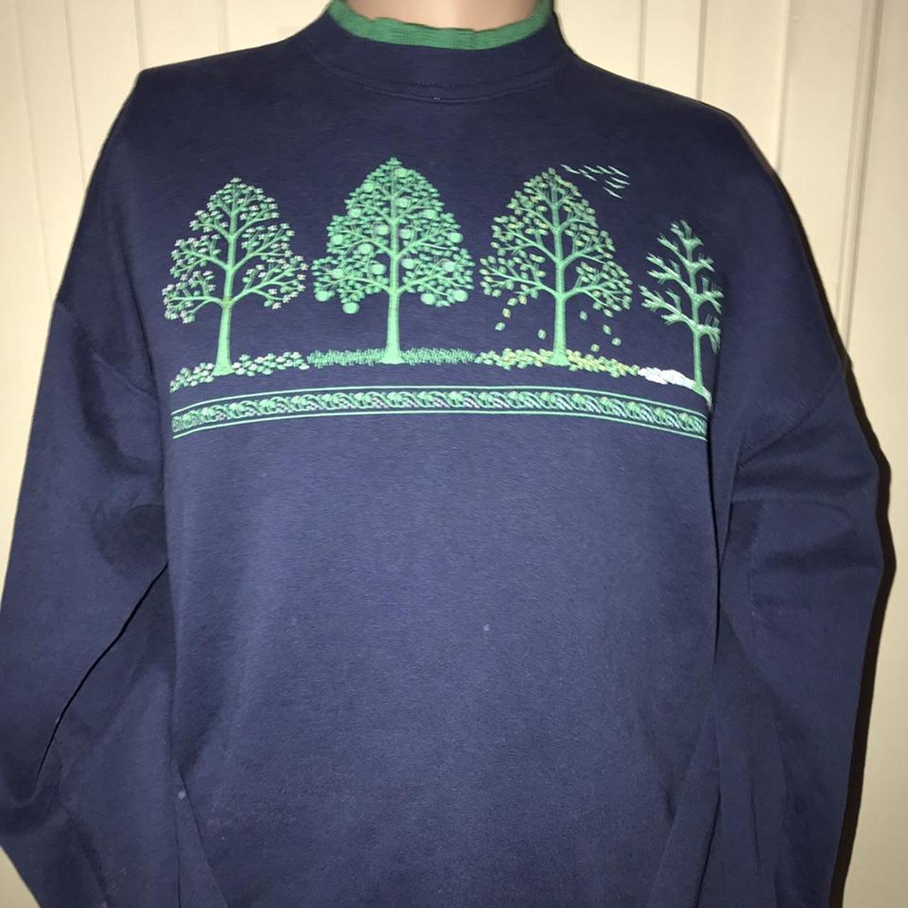Vintage Morning Sun Cottage Core Green Tree Sweater.... - Depop