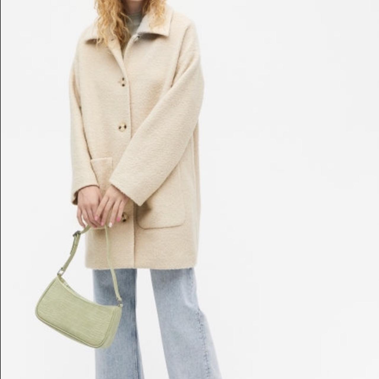 Monki wool blend cream coat NEVER WORN BRAND NEW... - Depop