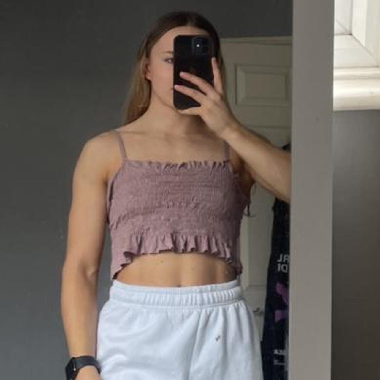 Purple crop top with tie straps - Depop