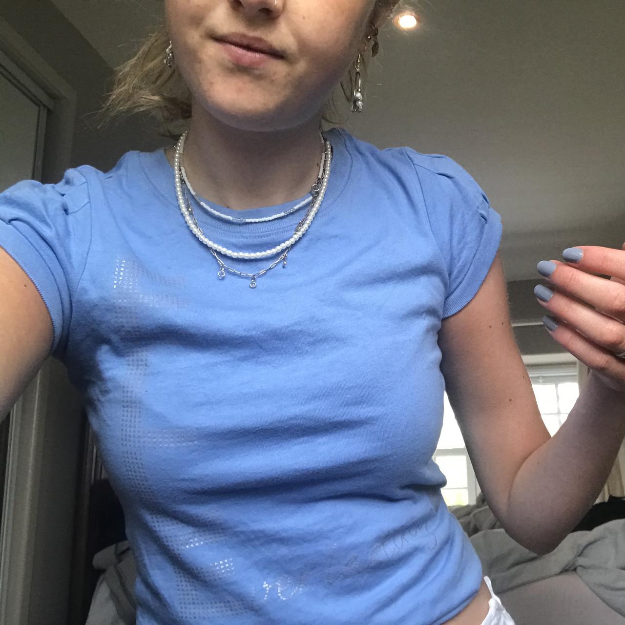 Super cute blue cropped right elle T-shirt! Would... - Depop