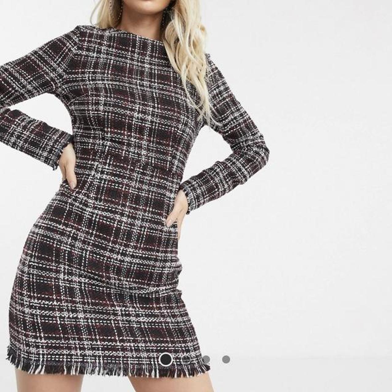 Missguided tweed red shift dress size 6 but can also... - Depop