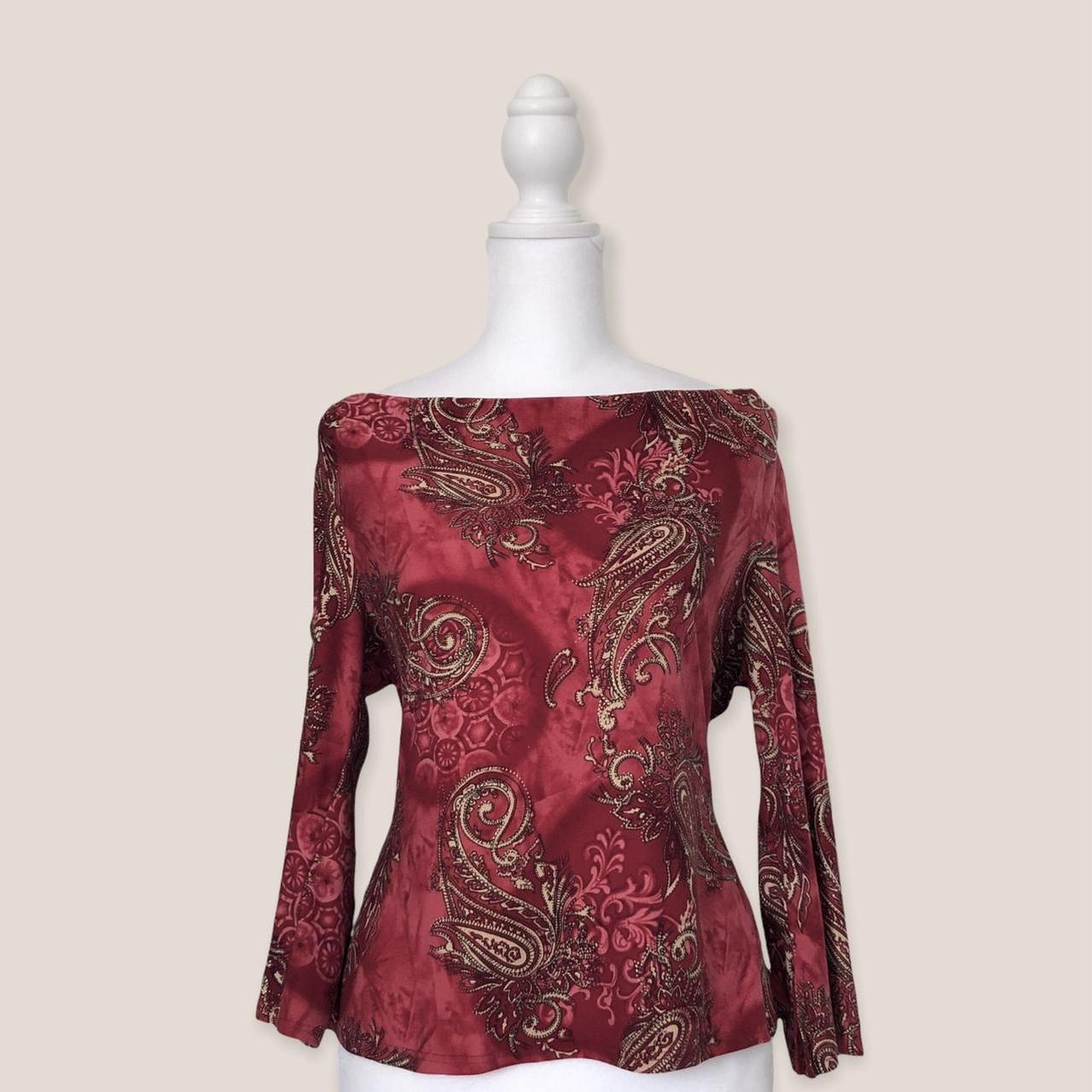 Vintage 90s boho blouse Super pretty red top with... - Depop