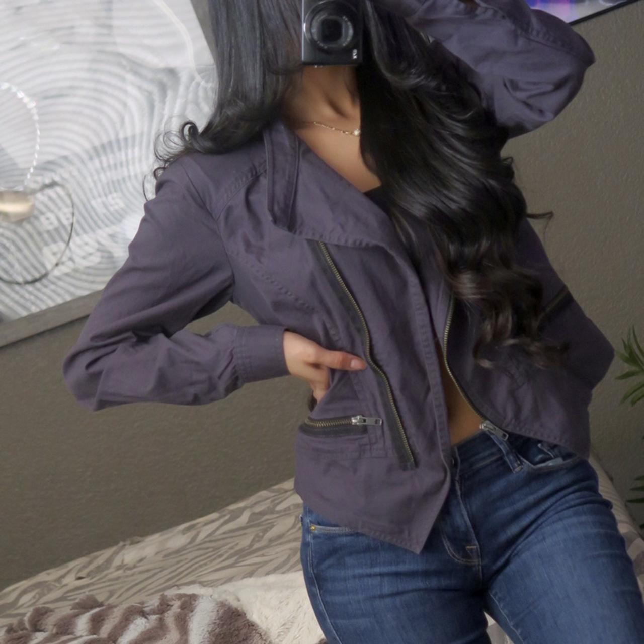 Cabi Moto Lightweight Jacket From Cabi, Gray moto... - Depop