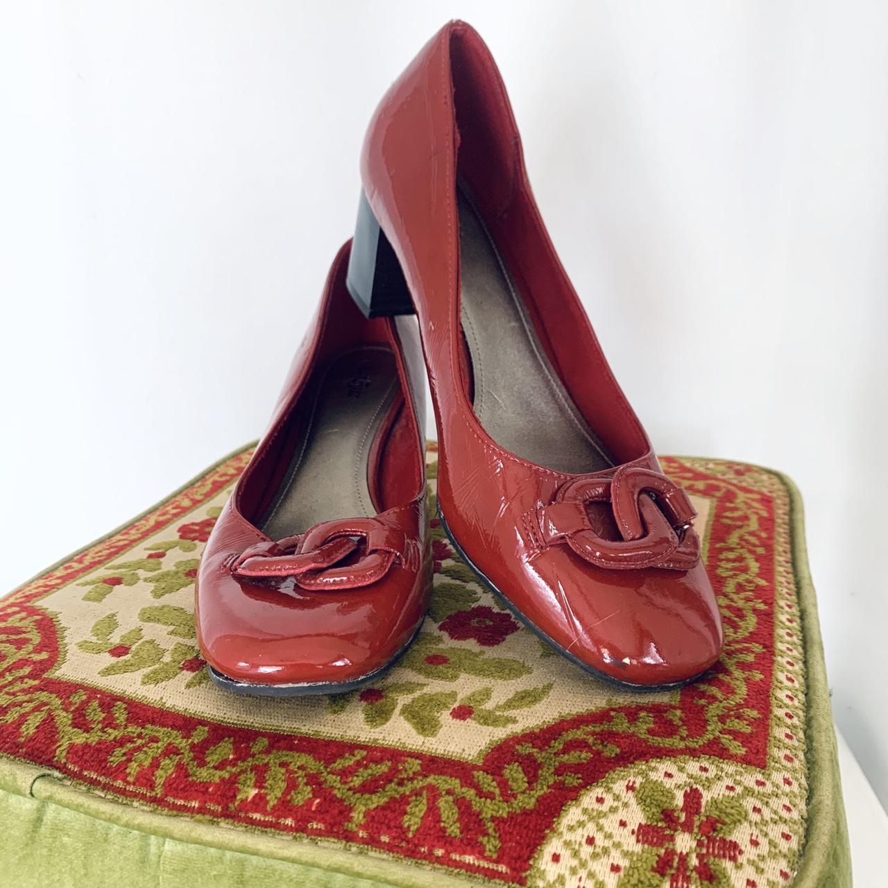 Retro Red Block Heels Retro square toe heels... - Depop