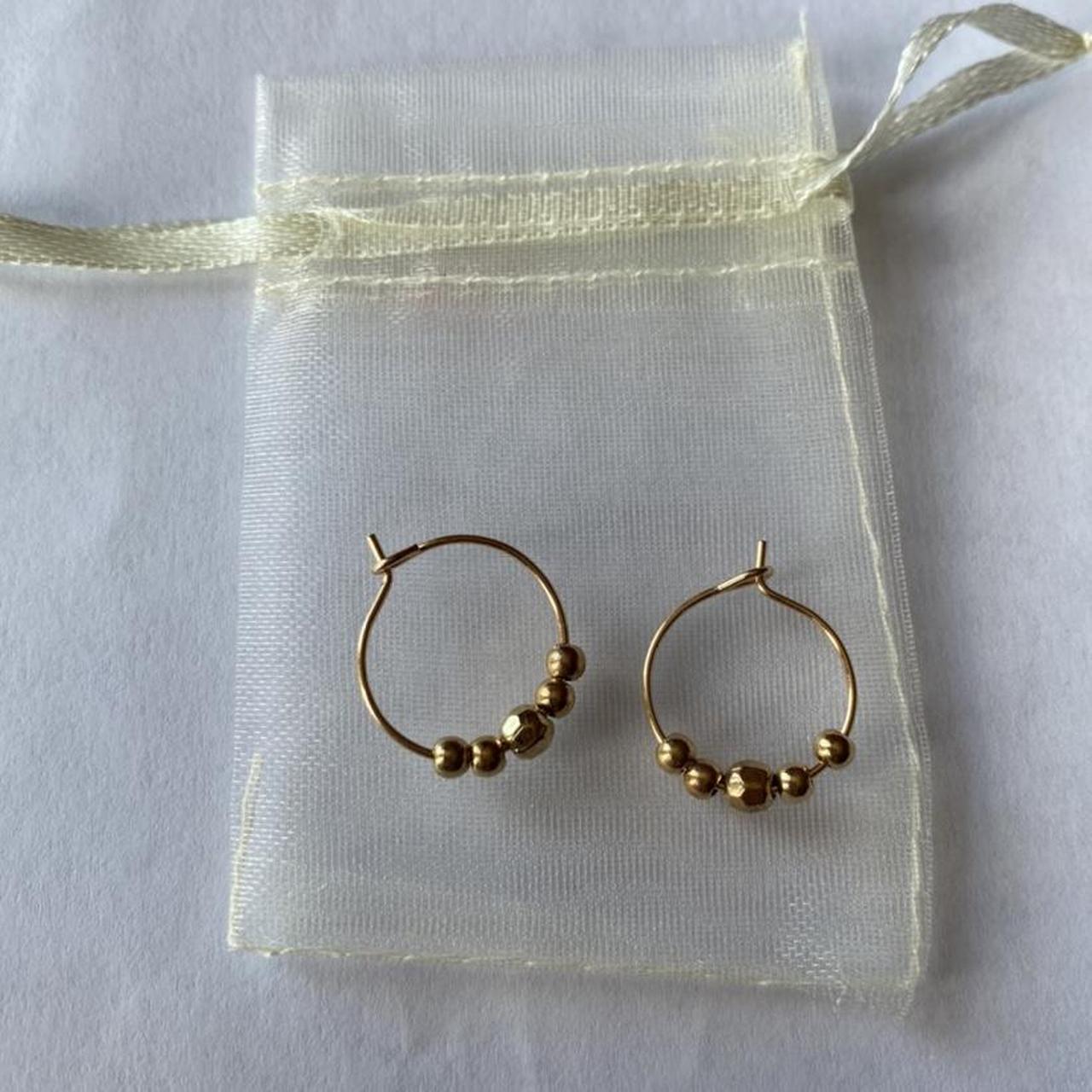 Gorgeous Small Gold Ball Detail Charm Dangly Huggie... - Depop