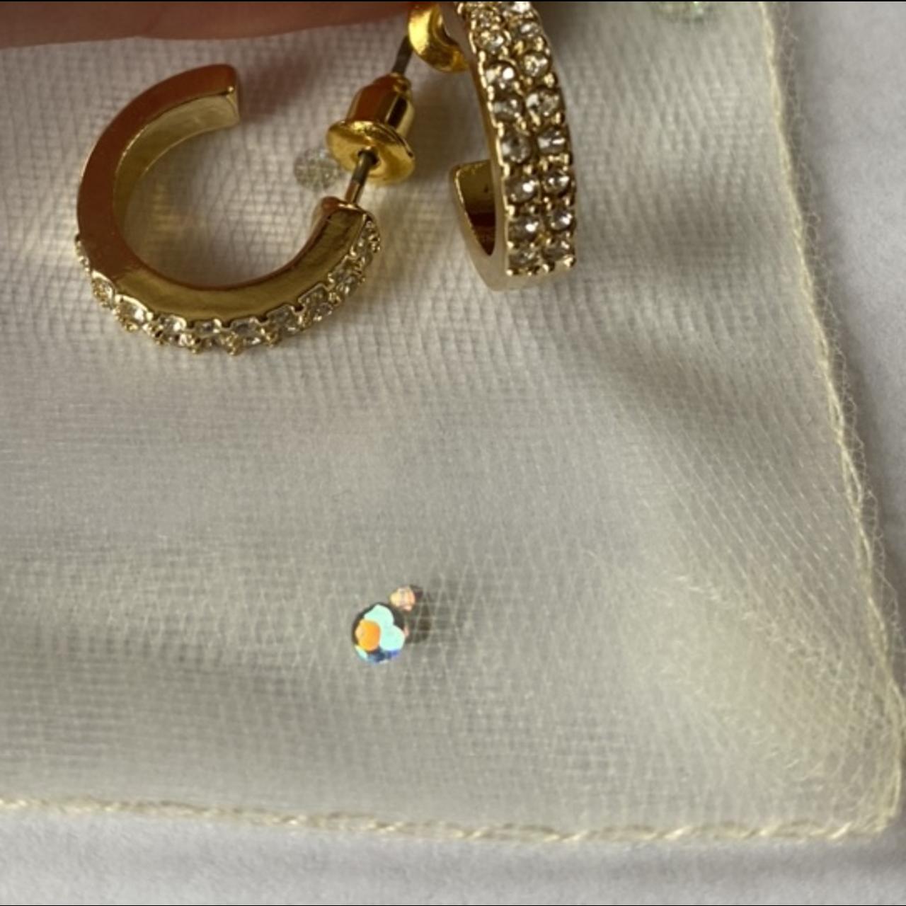 Beautiful Thick Rhinestone Effect Gold Hoop... - Depop