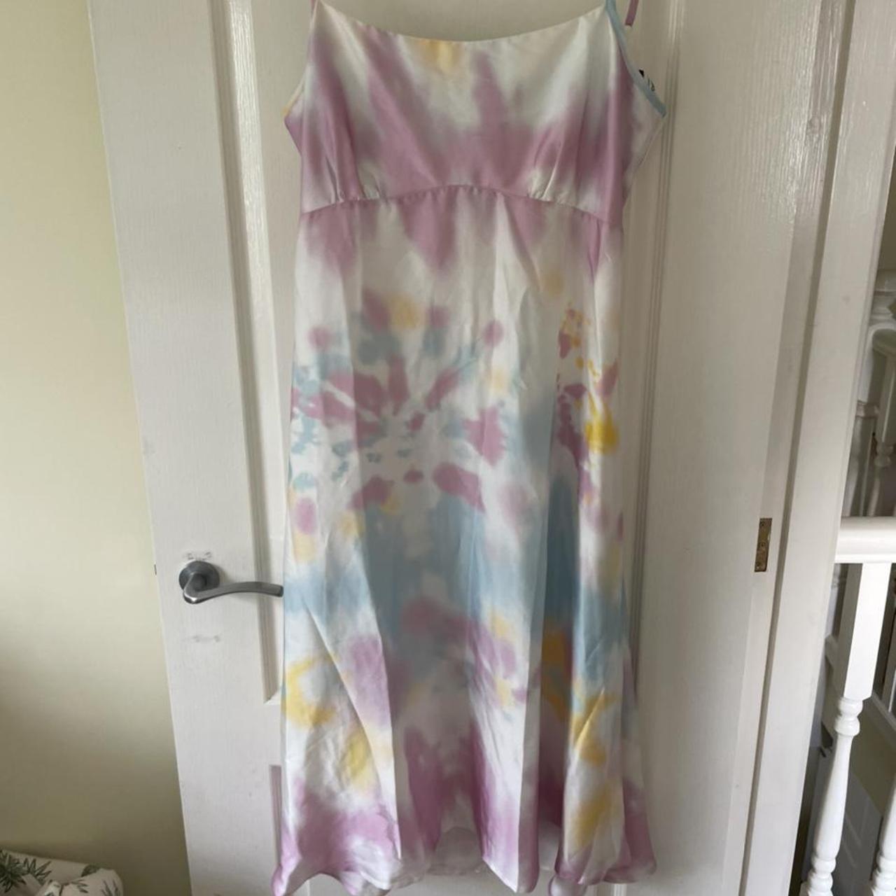 Collusion Pastel Tye-Dye Satin Dress! Soft Satin... - Depop