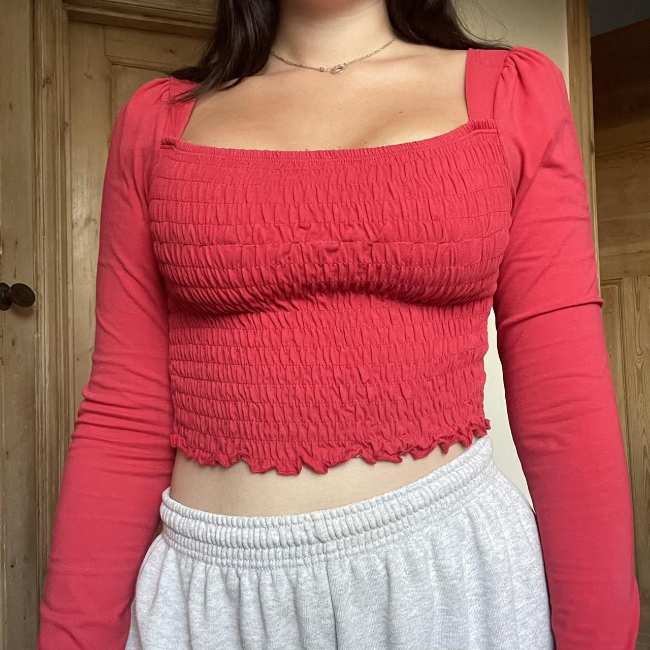 Red milkmaid top ️ - Depop