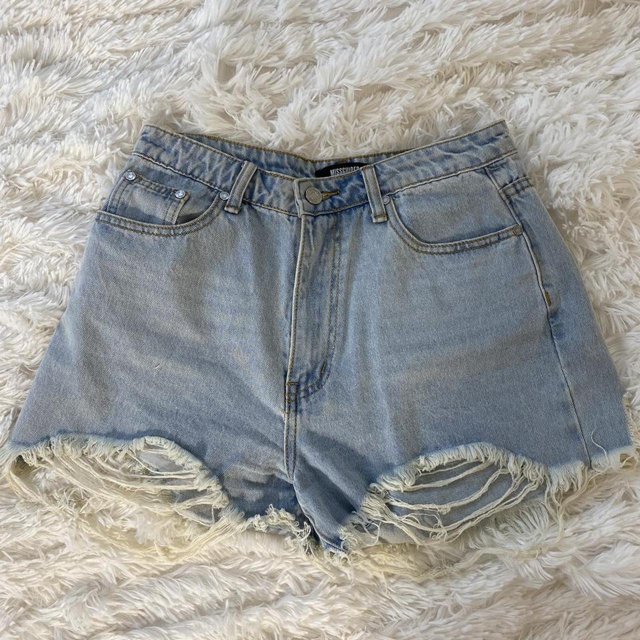 Missguided blue denim shorts size 10 - Depop