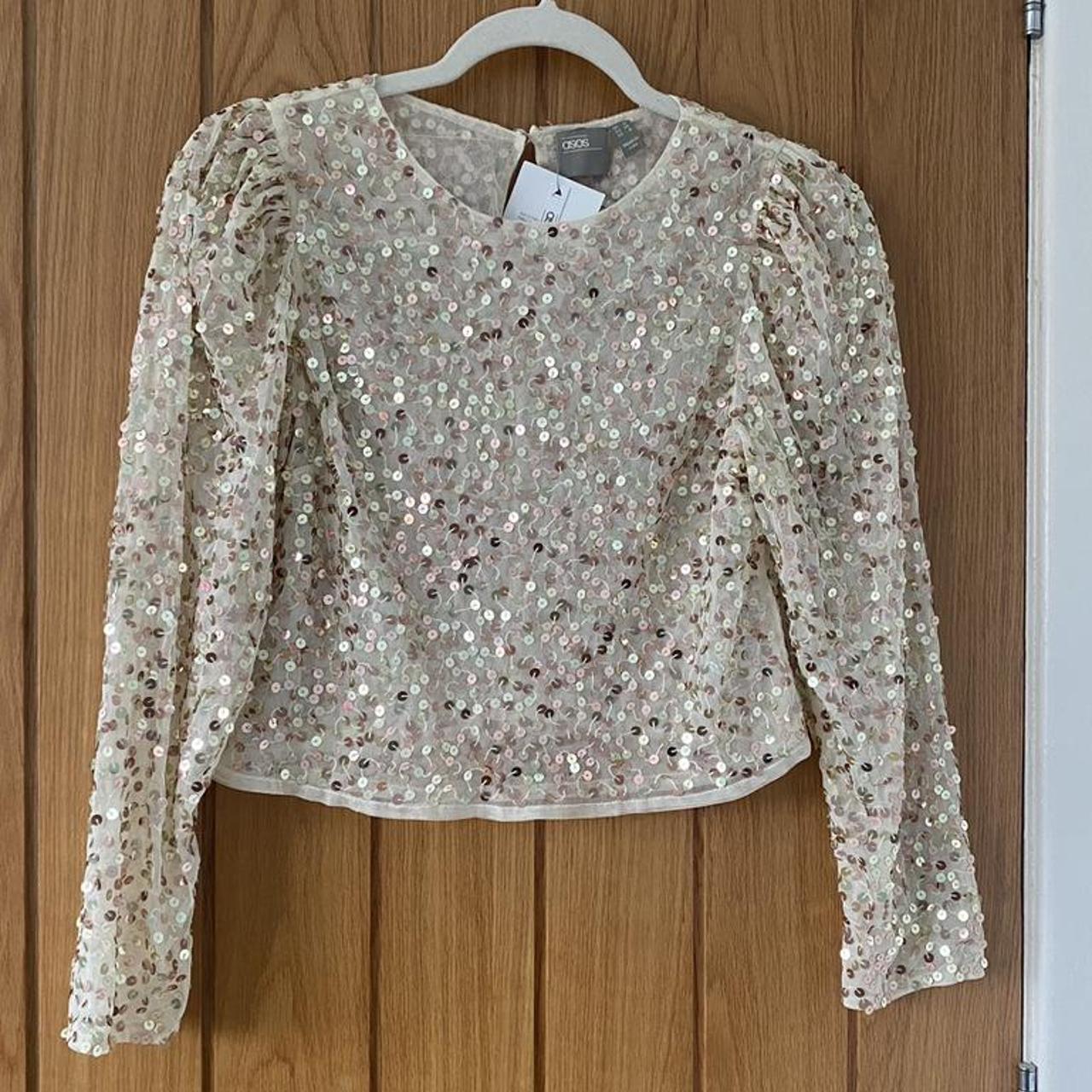 Asos sequin top perfect for New Year’s Eve! Size 10... - Depop