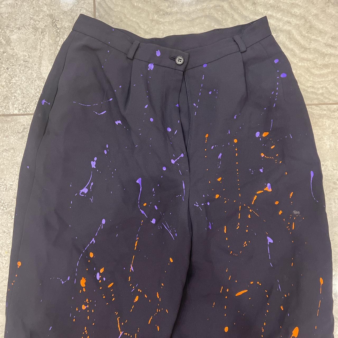 Paint splattered suit pants Size 8! Waist... - Depop