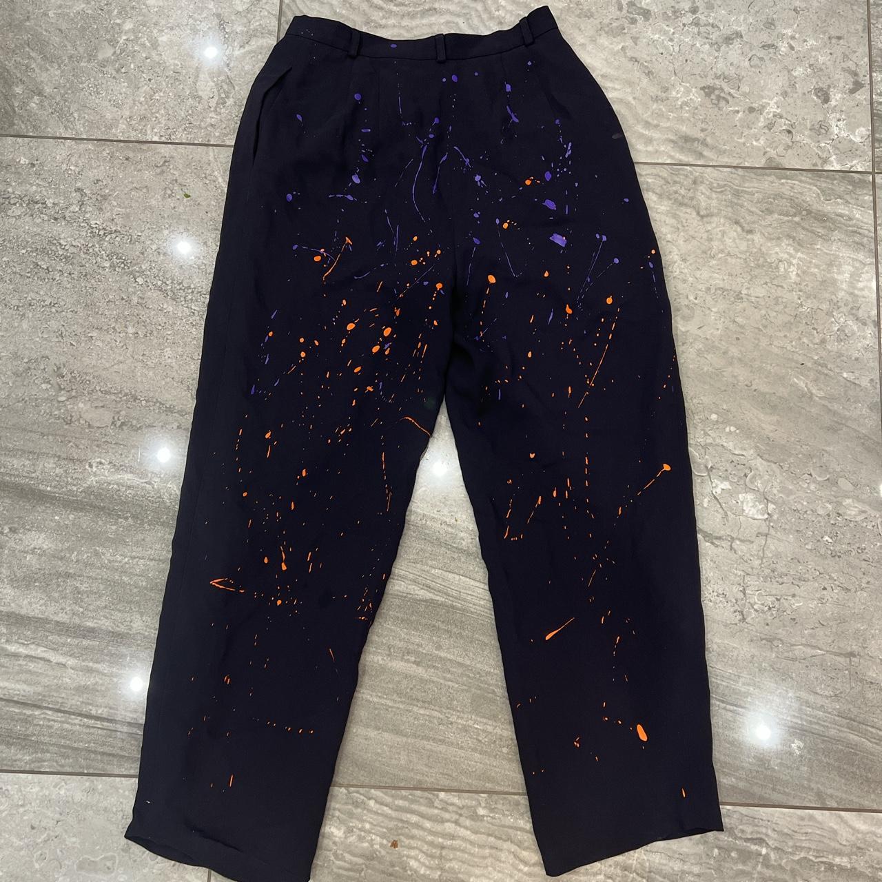 Paint splattered suit pants Size 8! Waist... - Depop