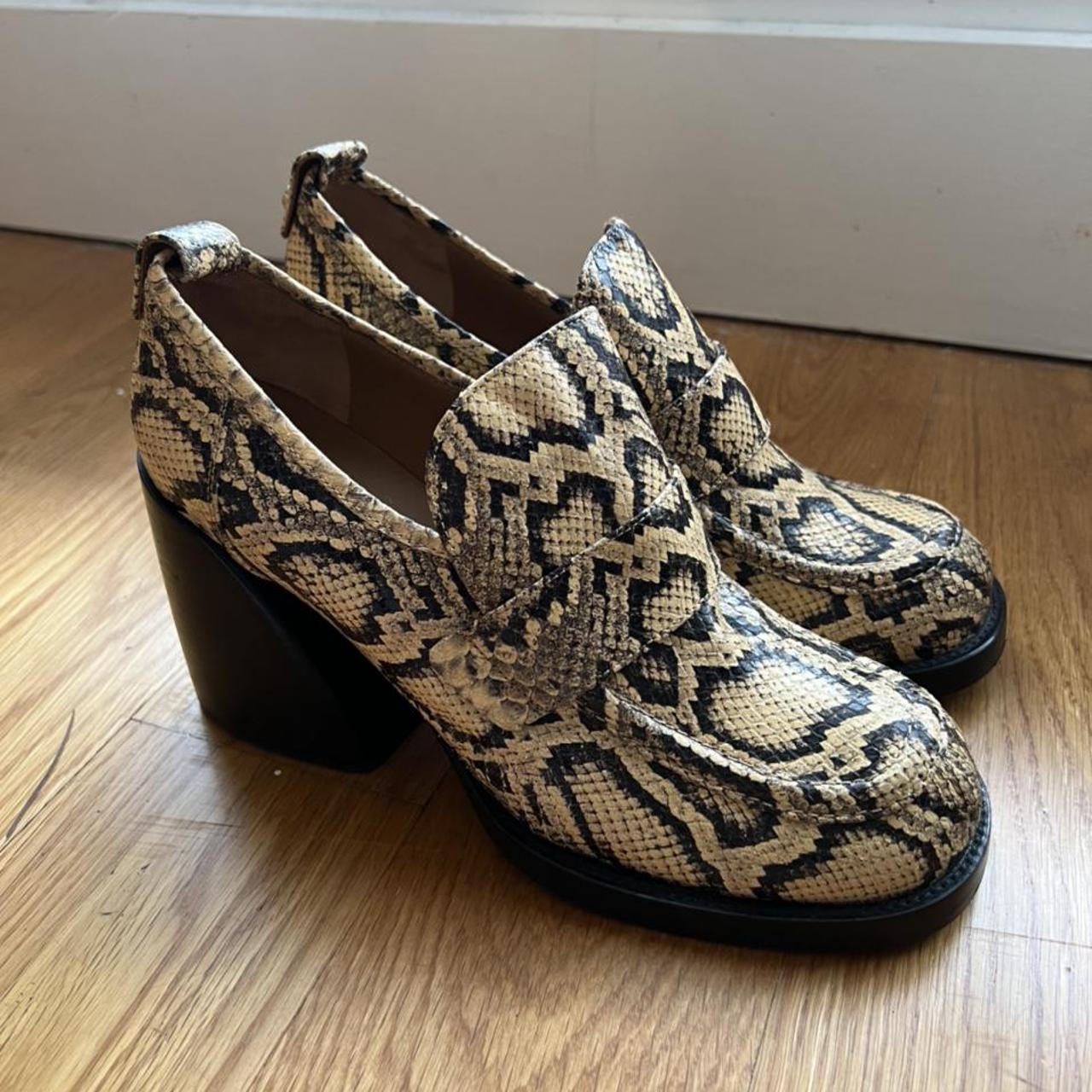 Chloé Adelie Python-embossed platform loafers. Pale... - Depop