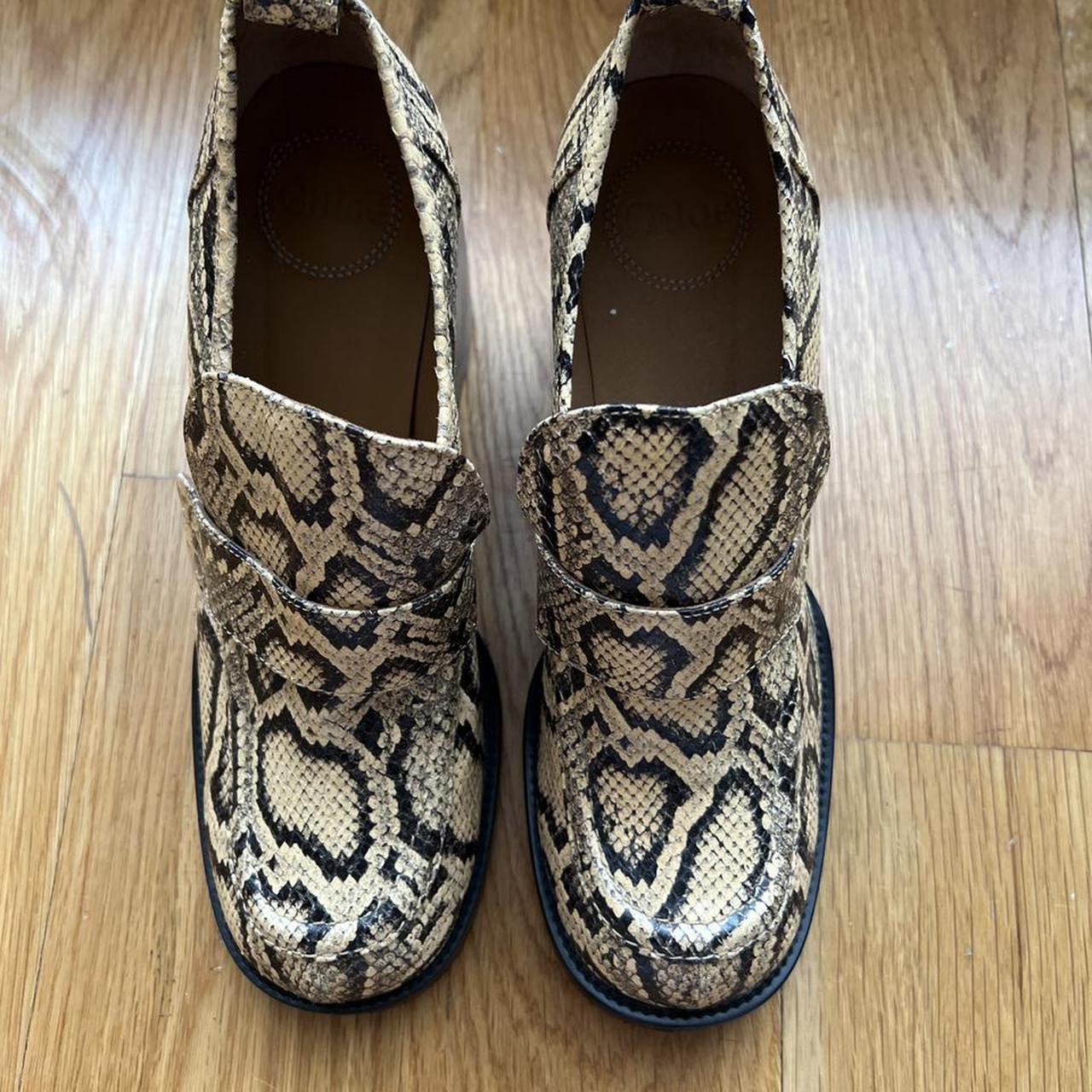 Chloé Adelie Python-embossed platform loafers. Pale... - Depop