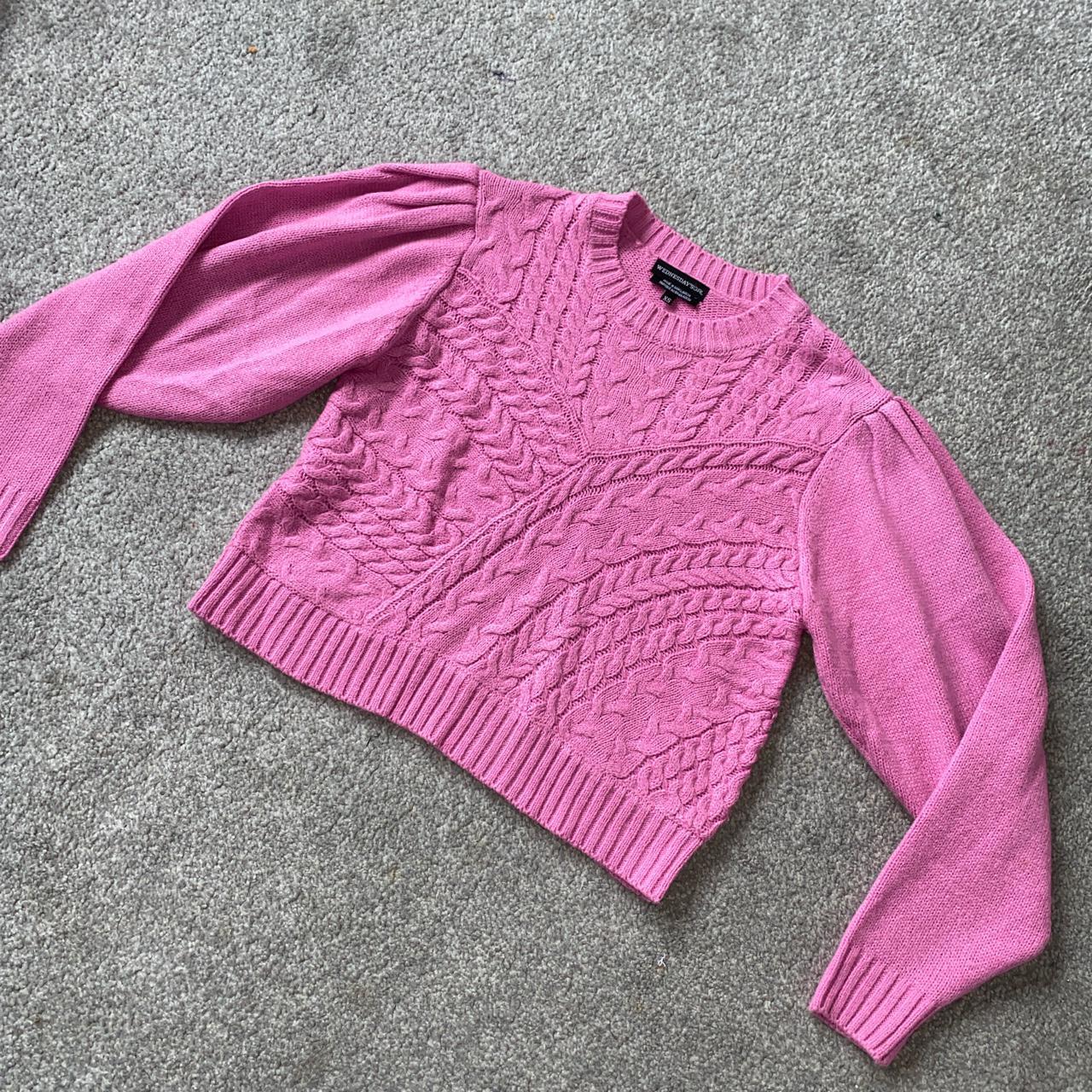 Wednesdays girl pink knit jumper Beautiful cable... - Depop