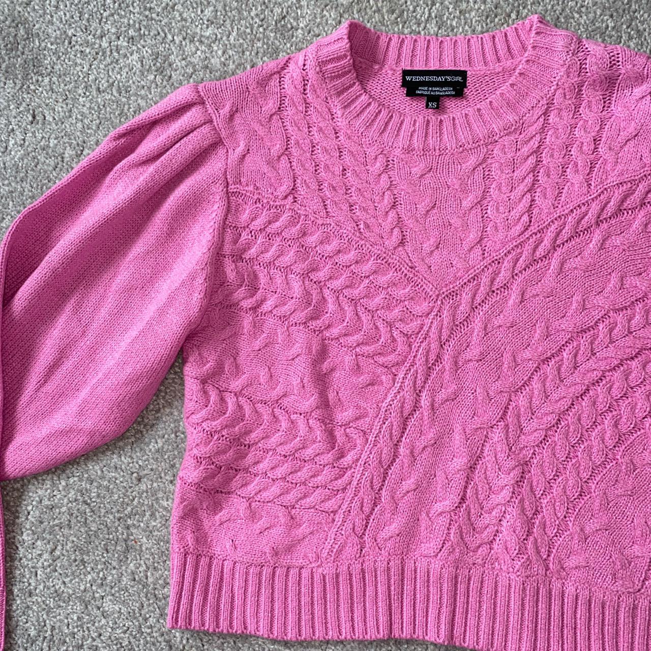 Wednesdays girl pink knit jumper Beautiful cable... - Depop