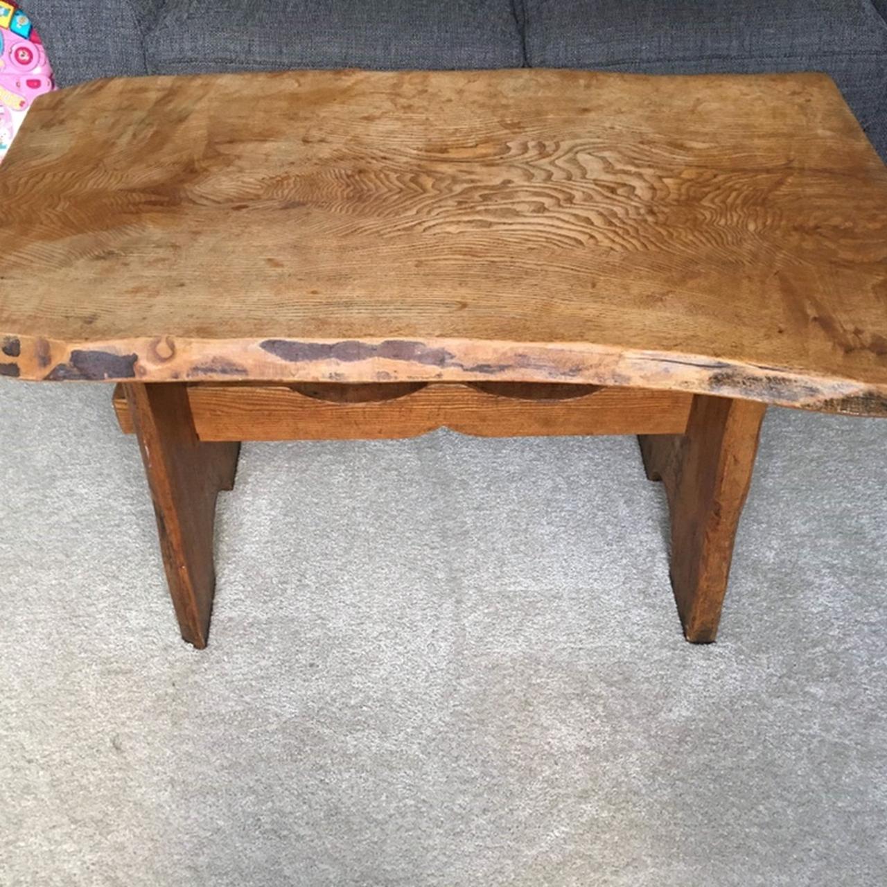 Real oak table. Varnished. Good condition. - Depop
