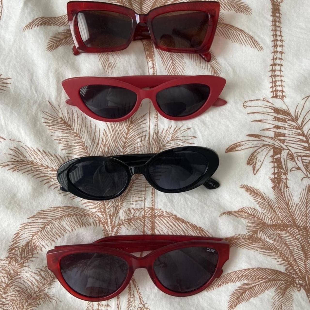 Various red and black sunglasses One is from... - Depop