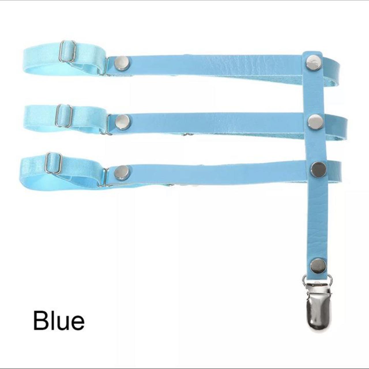 💖🖤 ADJUSTABLE TRIPLE STRAP BLUE FAUX LEATHER THIGH... - Depop