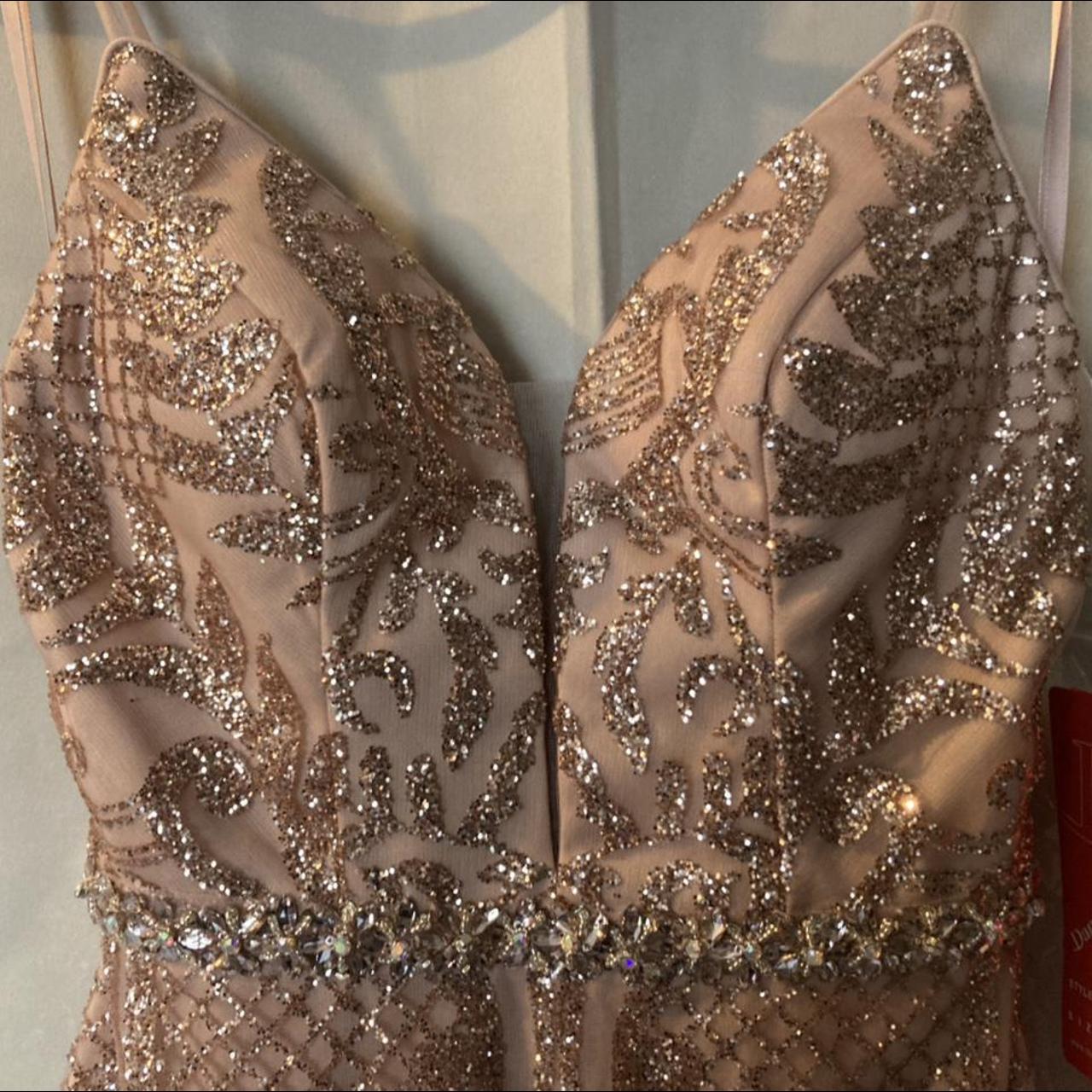 Rose gold mini dress, size XS. Never worn, perfect... - Depop