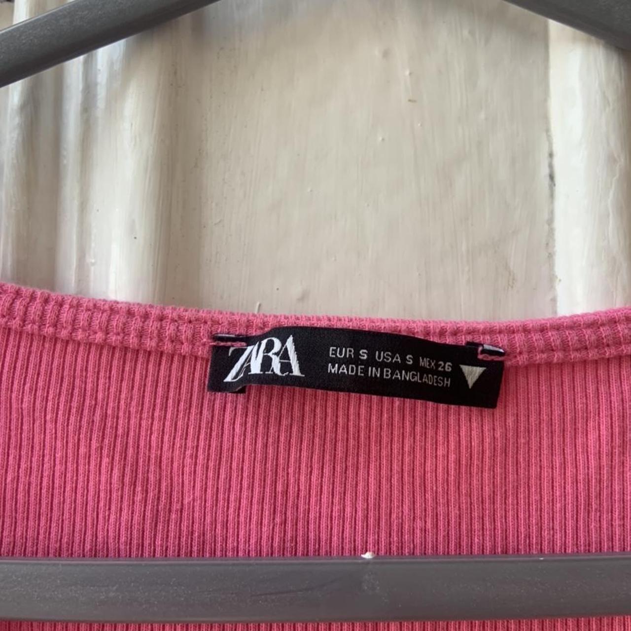 Pink runch crop top Zara size small Worn once,... - Depop