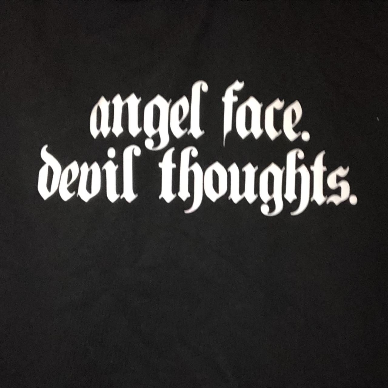 Angel face devil thoughts crop top hoodie #goth... - Depop