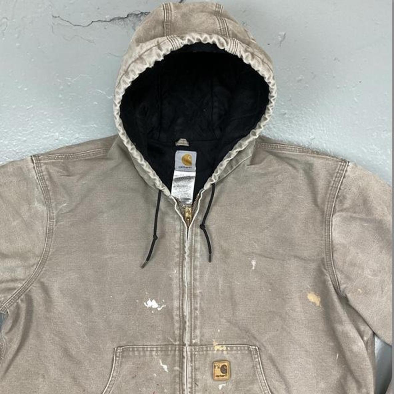 Carhartt hooded work jacket size XL Very worn -... - Depop