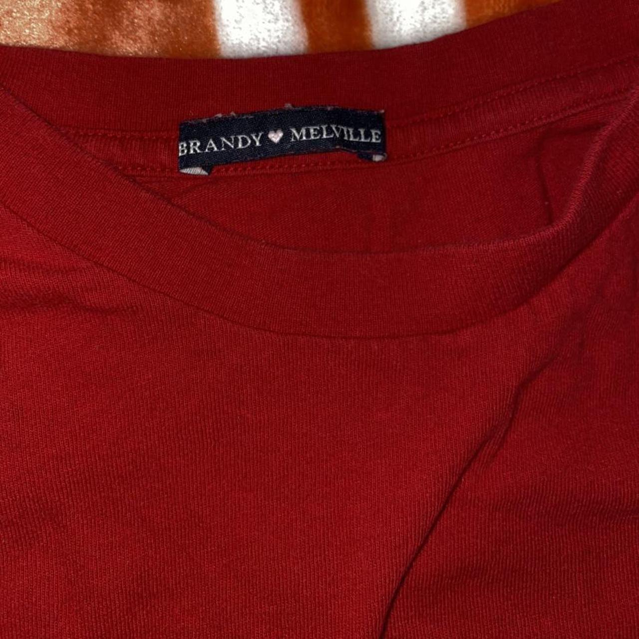 Brandy Melville plain red cropped shirt w pocket - Depop