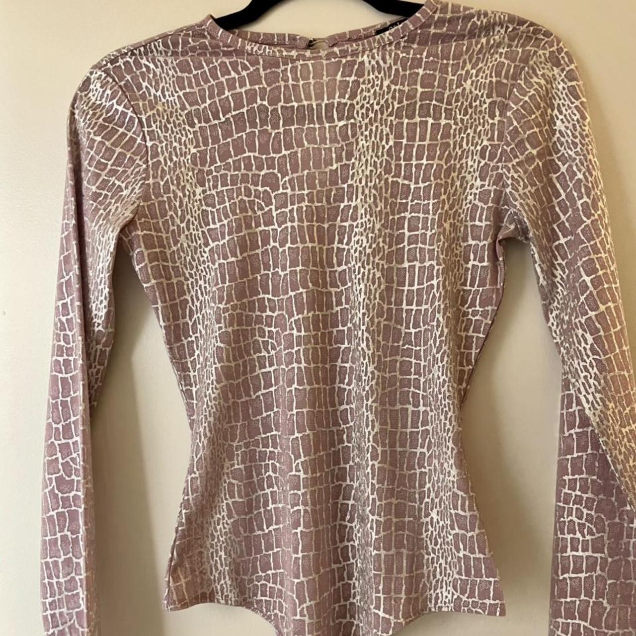 Purple and silver reptile snake long sleeve body... - Depop
