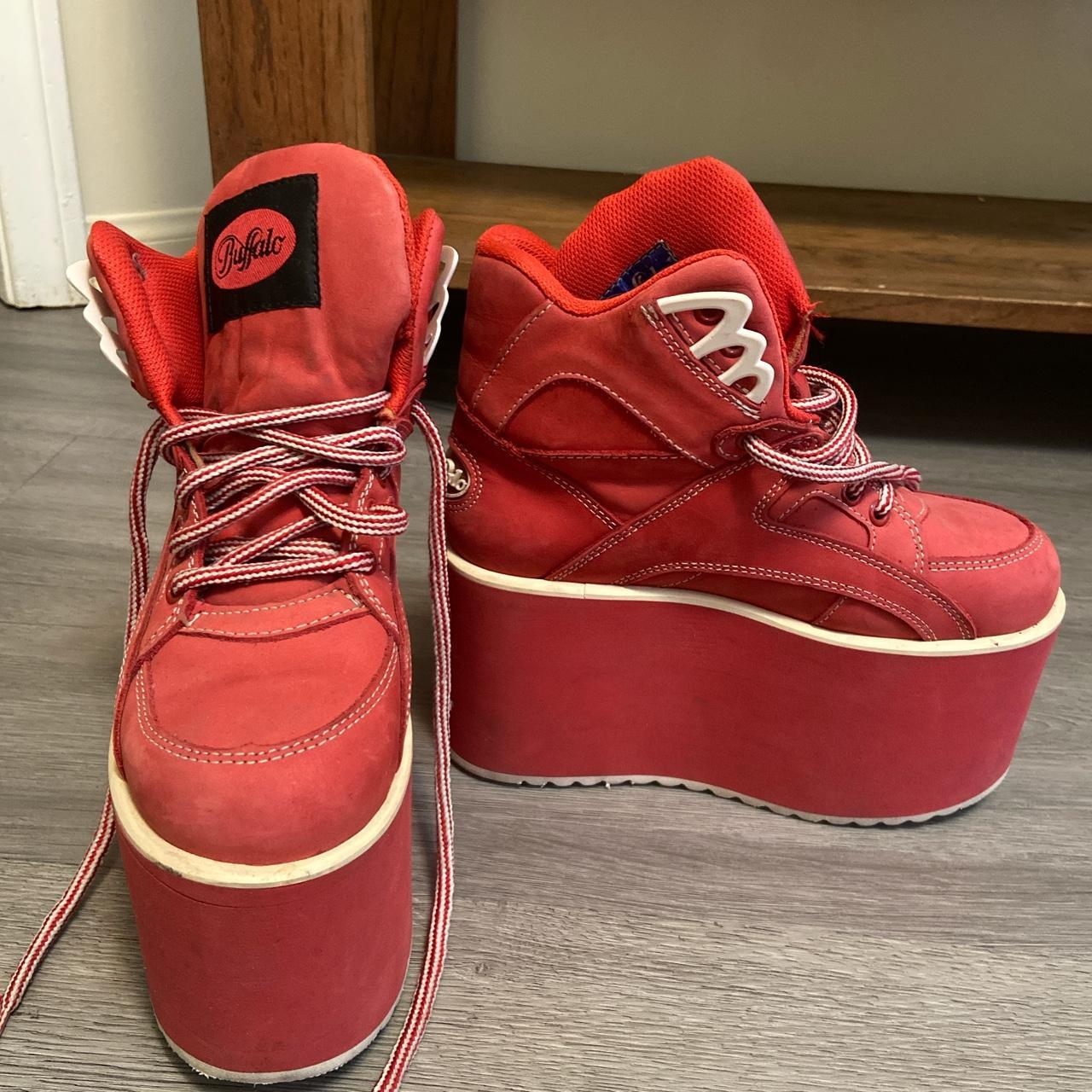 Buffalo London Women's Red and White Footwear | Depop