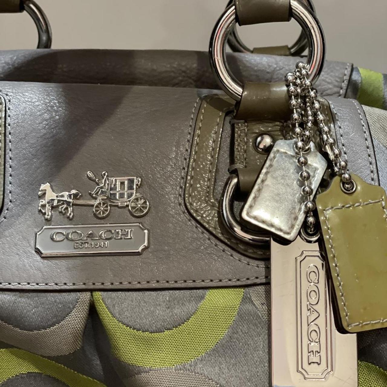 Coach Women's Grey and Green Bag | Depop