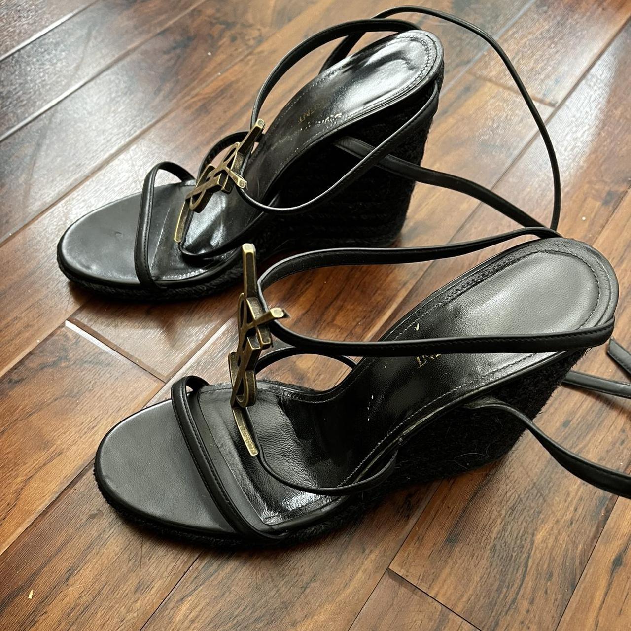 Genuine YSL Cassandra wedges espadrilles in leather... - Depop