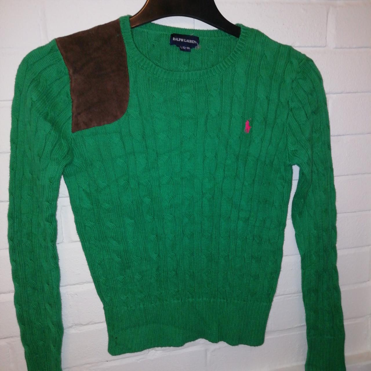 Cablenit Ralph Lauren dark green crew neck jumper Is... - Depop